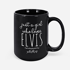 Just a girl who loves elvis mug - Crazy about Elvis coffee cup - super fan - Love me tender (Black #1)