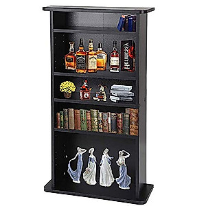 HomGarden 5-Tier Media Storage Cabinet Adjustable Bookcases DIY Multifunctional Shelf Display Rack Organizer Tower for CDs, Books, Video Games, Arts