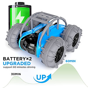 MaxTronic Remote Control Car Amphibious, 2.4 GHz 4WD All-Terrain Waterproof Remote Control Boat RC Monster Truck Stunt Car, Remote Control Vehicle Birthday Gifts Toys for 3-12 Years Old Boys Girls