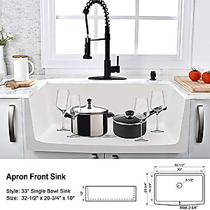 33 Inch White Farmhouse Sink-Hovheir 33x21 Fireclay Farmhouse Kitchen Sink Handcrafted Apron Front Farmhouse Sink Single Bowl Farm Sink White Farmers Sink Extra Deep Wide Curved Front Rustic Sink