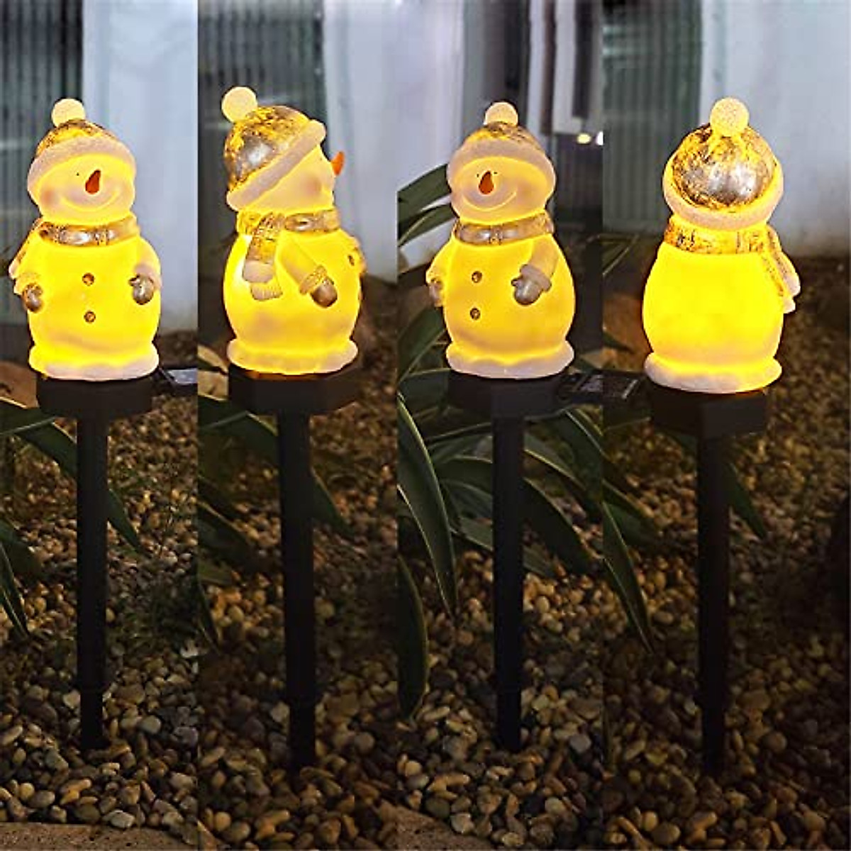 Solar LED Christmas Garden Lawns Snowman Plug Lights,Waterproof Courtyard Solar Stake Decorations Light,Solar Garden Light,Christmas Party Home Outdoor Landscape Pathway Lighting Ornaments