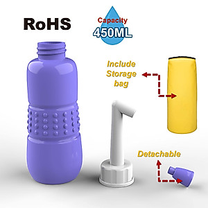 2PCS-PACK Portable Bidet for Toilet - 450ml Travel Bidet - 15oz Handheld Personal Bidet Empty Bottle - Childbirth Cleaner -For Outdoor,Camping,Travling,Driver,Personal Hygiene -with Storage Bag