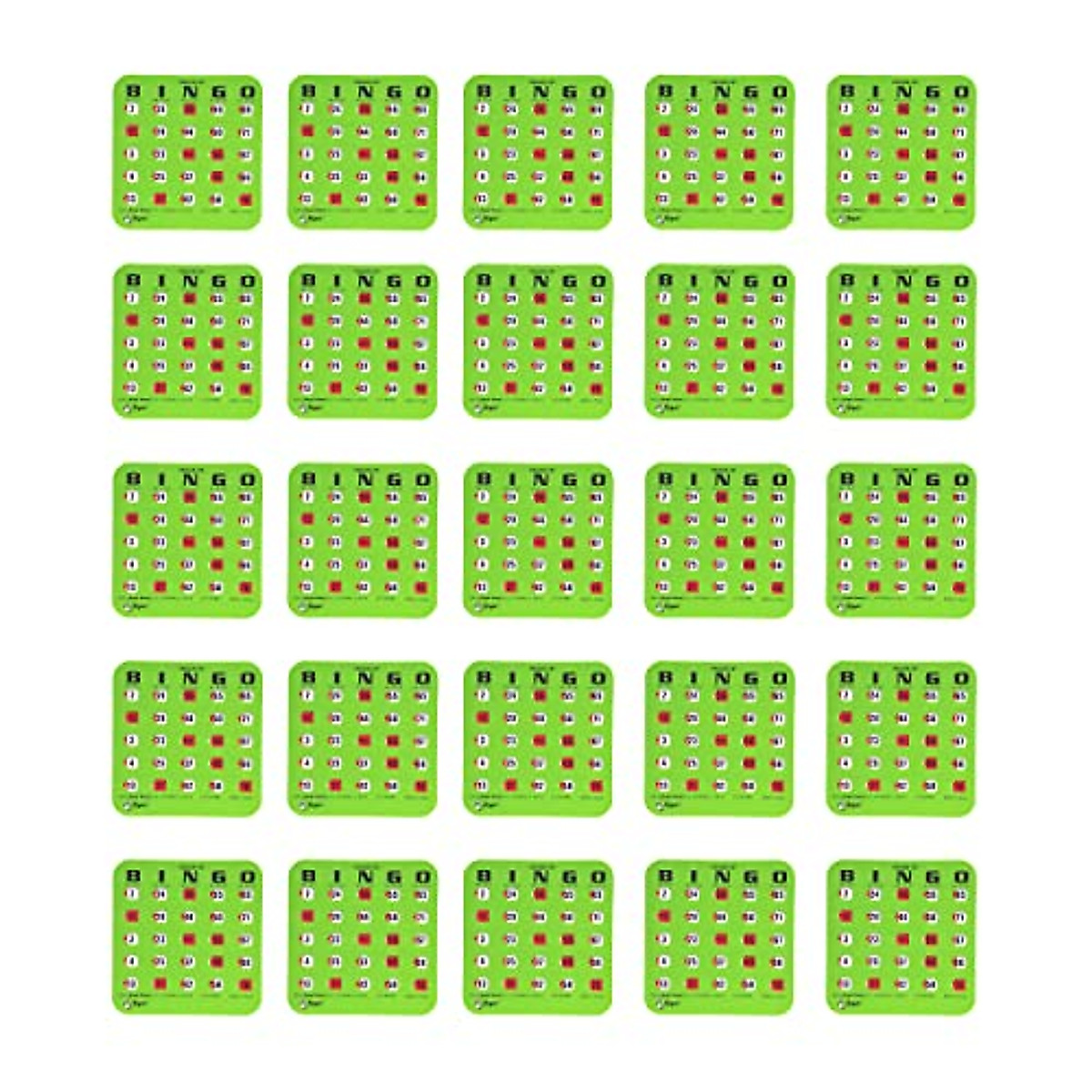 Regal Games - Finger-Tip Shutter Slide Bingo Cards - 25 Pack - Green - Perfect for Large Groups, Bulk Purchasing