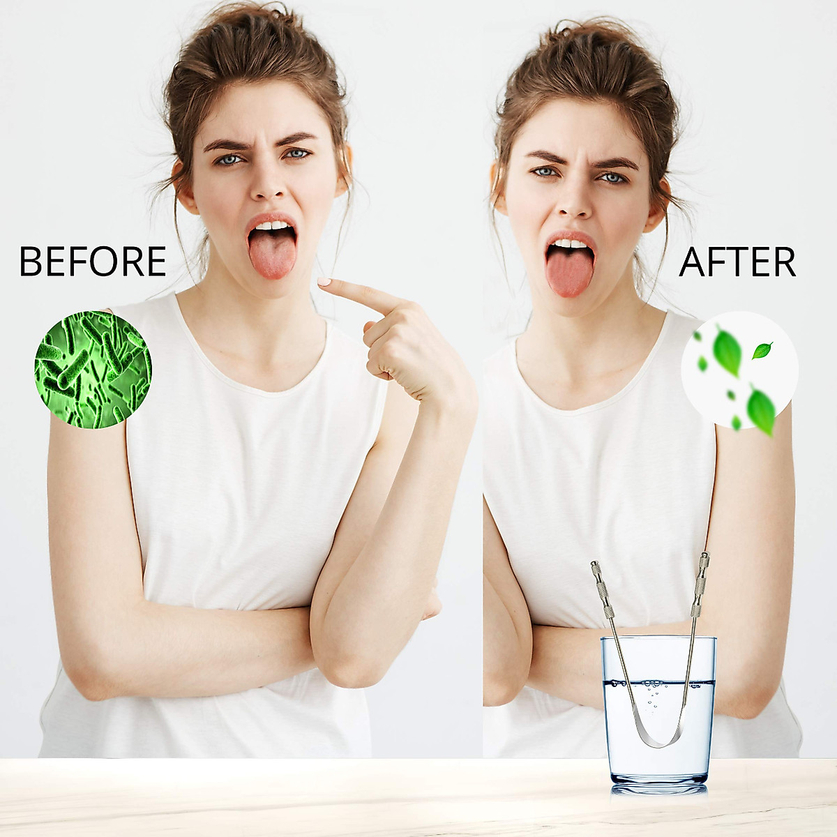 AVOOLI Tongue Scraper UK Pack of 2-100% Stainless Steel Tongue Scrapers for Adults Tongue Care Tool - Best Metal Tongue Cleaner and Toungescraper for Adults Oral Hygiene Kit