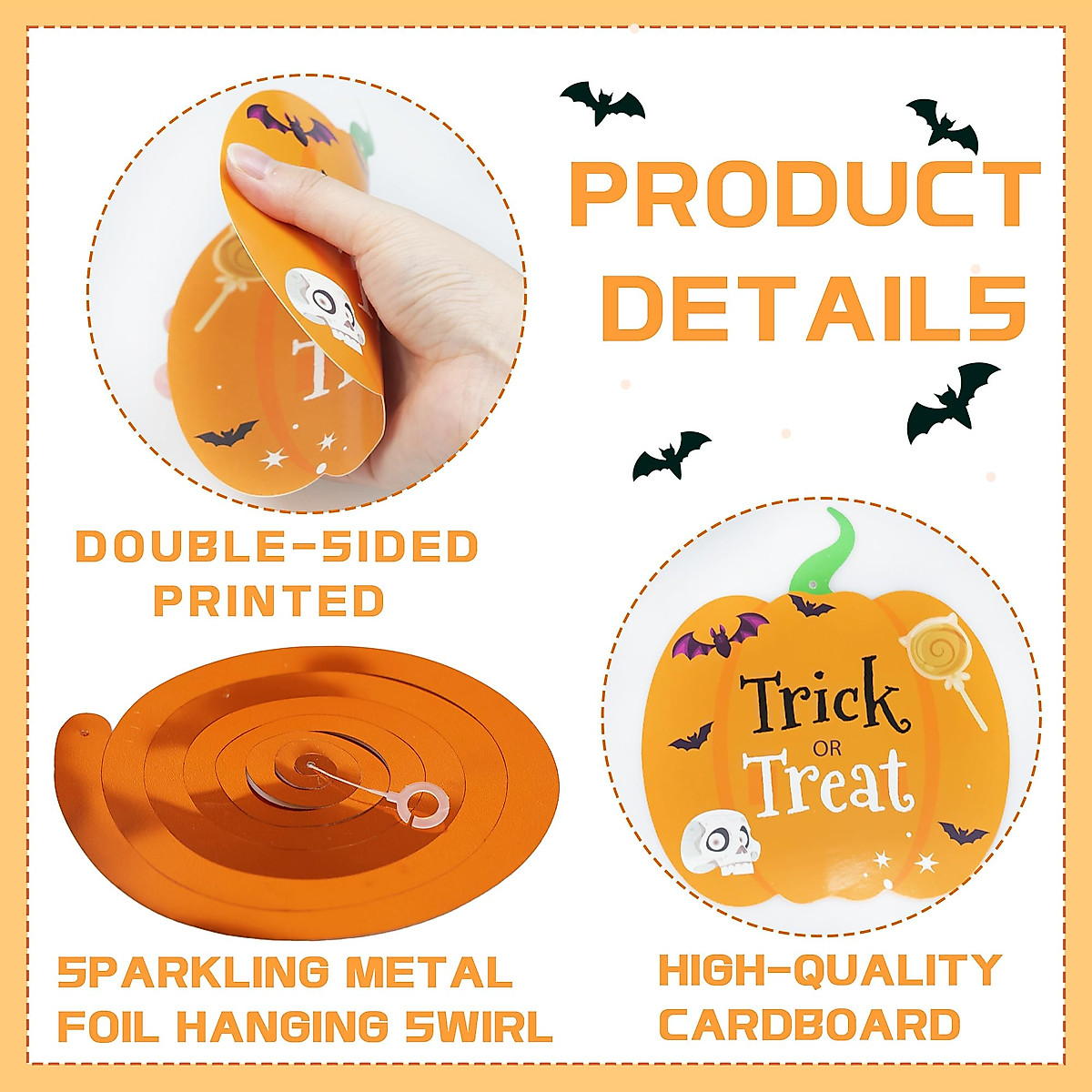 Yoqipati 50Pcs Halloween Ceiling Decorations Hanging Swirls Foil Streamers Ghost Pumpkin Witches Foil Ceiling Streamers for Halloween Party Decorations