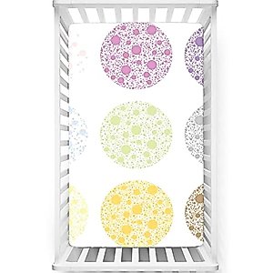 Polka Dots Themed Fitted Crib Sheet,Standard Crib Mattress Fitted Sheet Soft & Stretchy Fitted Crib Sheet-Great for Boy or Girl Room or Nursery,28“ x52“,Multicolor