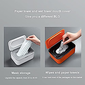 KOOMTOOM Wet Wipe Dispenser,Baby Napkin Storage Box Holder Container Dust-Proof Wet Tissue Box Wet Wipe Case Holder with Lid Keeps Wipes Fresh for Car, Home, Office (White Grey)