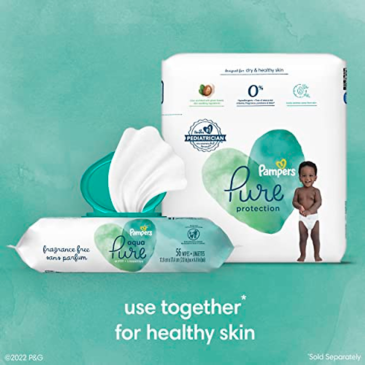 Pampers Baby Diapers - Pure Protection - Size 1, 132 Count, for up to 100% Leakproof, Premium Plant-based Skin Protection