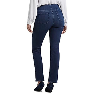 NYDJ Women's Pull-On Marilyn Straight Jeans | Slimming & Flattering Fit, Clean Denslowe, 12