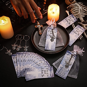 Nosiny 108 Pieces Funeral Favors Thank You Set Includes 36 Angel Keychains 36 Organza Bags 36 Miss Me But Let Me Go Prayer Cards Angel Charm Guest Gift for Celebration of Life Funeral Memorial Party