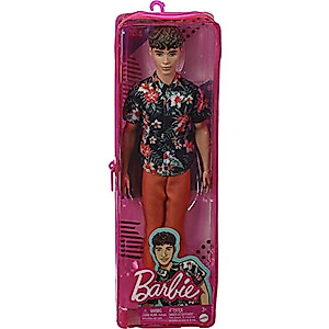 Barbie Fashionistas Ken Doll #184 with Brown Cropped Hair Wearing Hawaiian Shirt, Orange Pants & White Deck Shoes