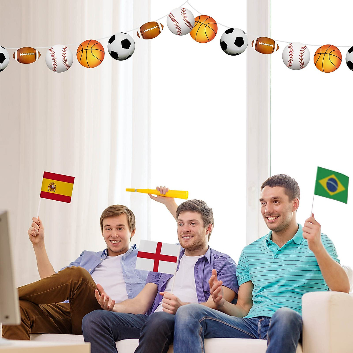 6 Pcs Sports Theme Banner Sports Garland Sports Birthday Party Decorations Sports Hanging Banners Bunting for Sport Party Supplies