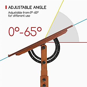 MEEDEN Extra Large Wood Drafting Table, Artist Drawing Table with Height Adjustable, Tilting Enlarge Tabletop & T-Square Ruler, Studio Painting Table & Art Craft Desk for Writing, Walnut Color