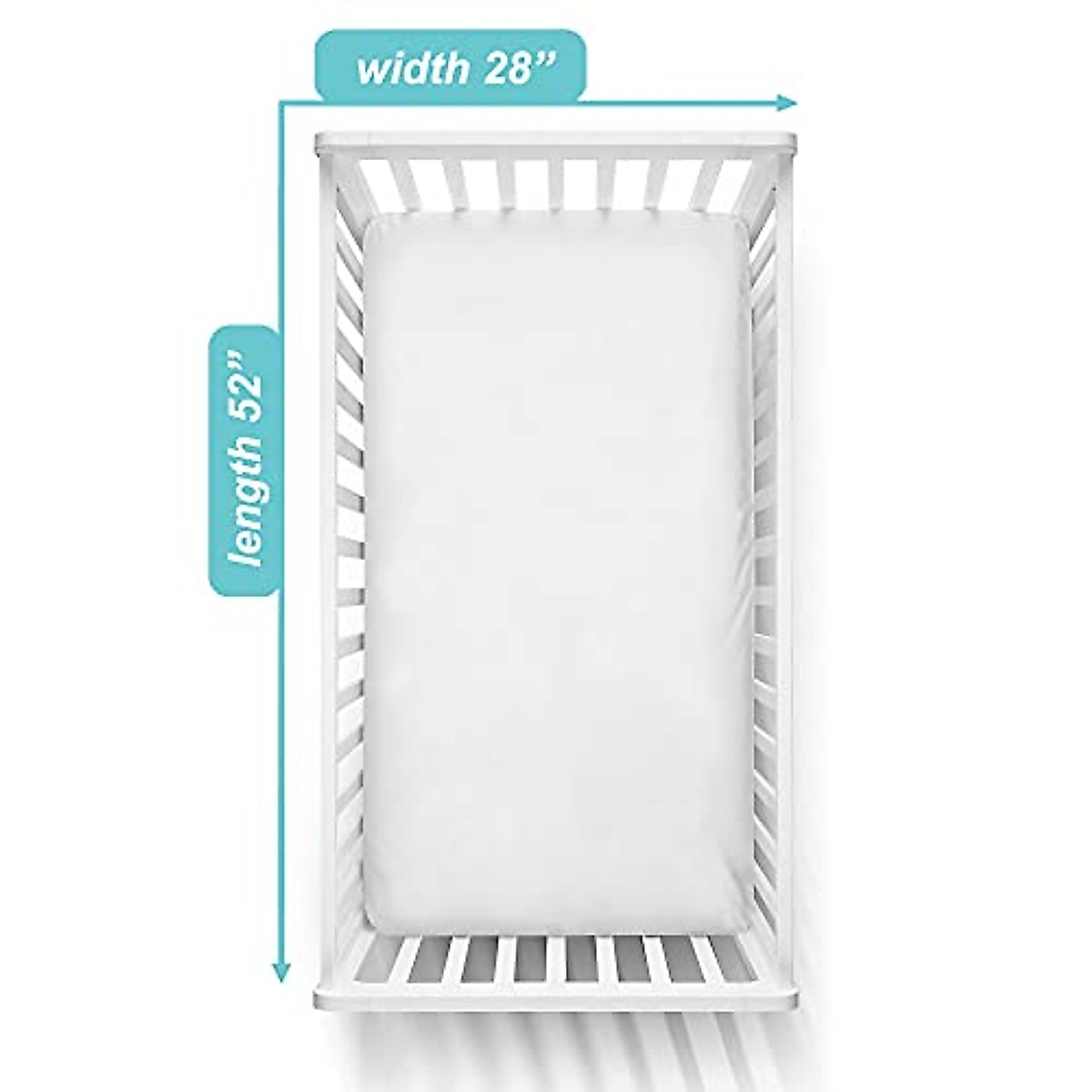 TL Care 3 Pack Fitted Crib Sheets 28" x 52", Soft Breathable Neutral 100% Cotton Jersey Sheet, White, for Boys and Girls, Fits Crib and Toddler Bed mattresses