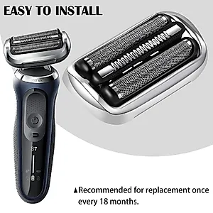 Euitent 73S for Braun Series 7 Replacement Head,73S Foil & Cutter Replace Blade Wet and Dry Suitable for Braun S7 ProSkin 7020s,7025s,7085cc,7089cc,Etc Silver (73S)