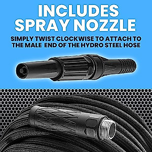 Hydrosteel 75 Ft Garden Hose, 3-Layer Steel Metal Water Hose 75Ft, Heavy Duty Flexible Garden Hose, Lightweight, Crush/Kink Resistant, Non Expandable Steel Garden Hose with 500 PSI AS SEEN ON TV