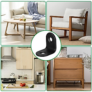 L Brackets, 20 Pcs Corner Braces, 90 Degree Right Angle Brackets, Black Small Stainless Steel Corner Brackets Joint Brackets for Wood Furniture Cabinet Chair Table - 0.8x0.8 inch