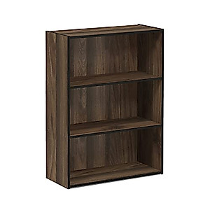 Furinno Pasir 3-Tier Open Shelf Bookcase, Columbia Walnut