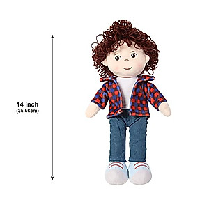 Linzy Toys, 14'' Ethnic Soft Plush Rag Doll, Embroidered FACE, Educational Doll, Muñecos de trapo para niño oh niña (81000)