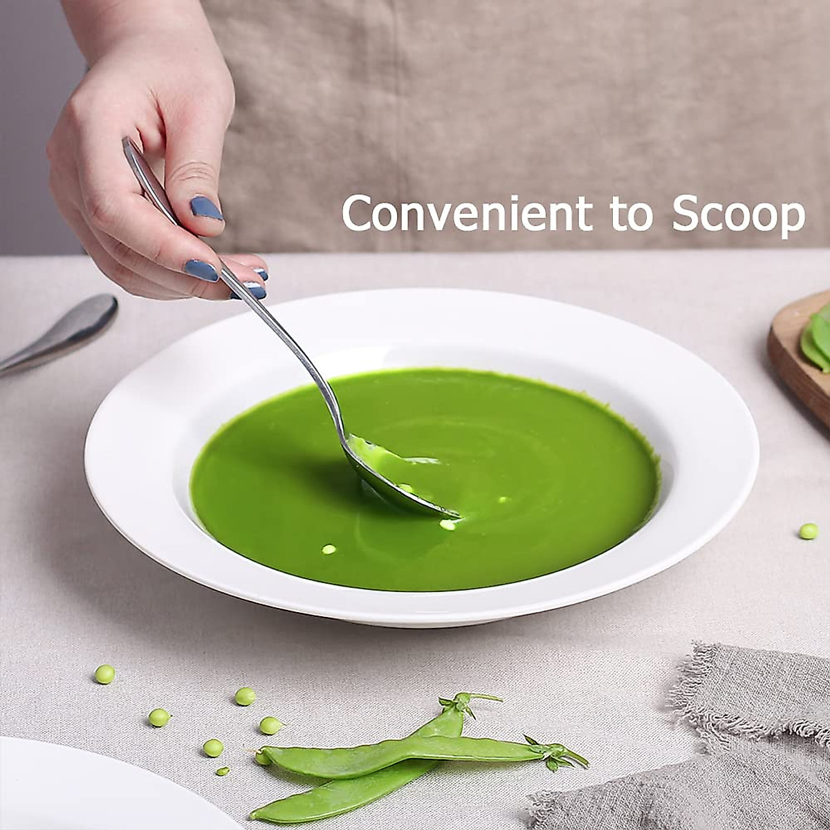 Y YHY Soup Bowls, Pasta Bowls Set of 4, White Salad Bowls and Plates, 20 Ounces Porcelain Wide Rim Bowls, Microwave and Dishwasher Safe, Christmas Gift