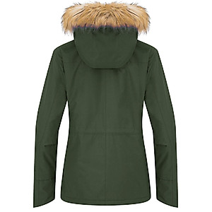 wantdo Women's Waterproof Ski Jacket Wind Block Winter Snow Coat Hooded Sportswear Army Green L