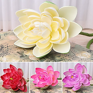 LIYUDL Artificial Flowers Fake Lotus Water Lily with Rod Plants Simulation Ornaments for Garden Home Pond Vase Decor (Pink)