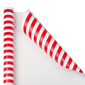 JAM Paper Gift Wrap - Striped Wrapping Paper - 50 Sq Ft Total - Red & White Stripes - 2 Rolls/Pack