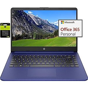 HP Newest 14" Ultral Light Laptop for Students and Business, Intel Quad-Core N4120, 8GB RAM, 192GB Storage(64GB eMMC+128GB Micro SD), 1 Year Office 365, Webcam, HDMI, WiFi, USB-A&C, Win 11 S