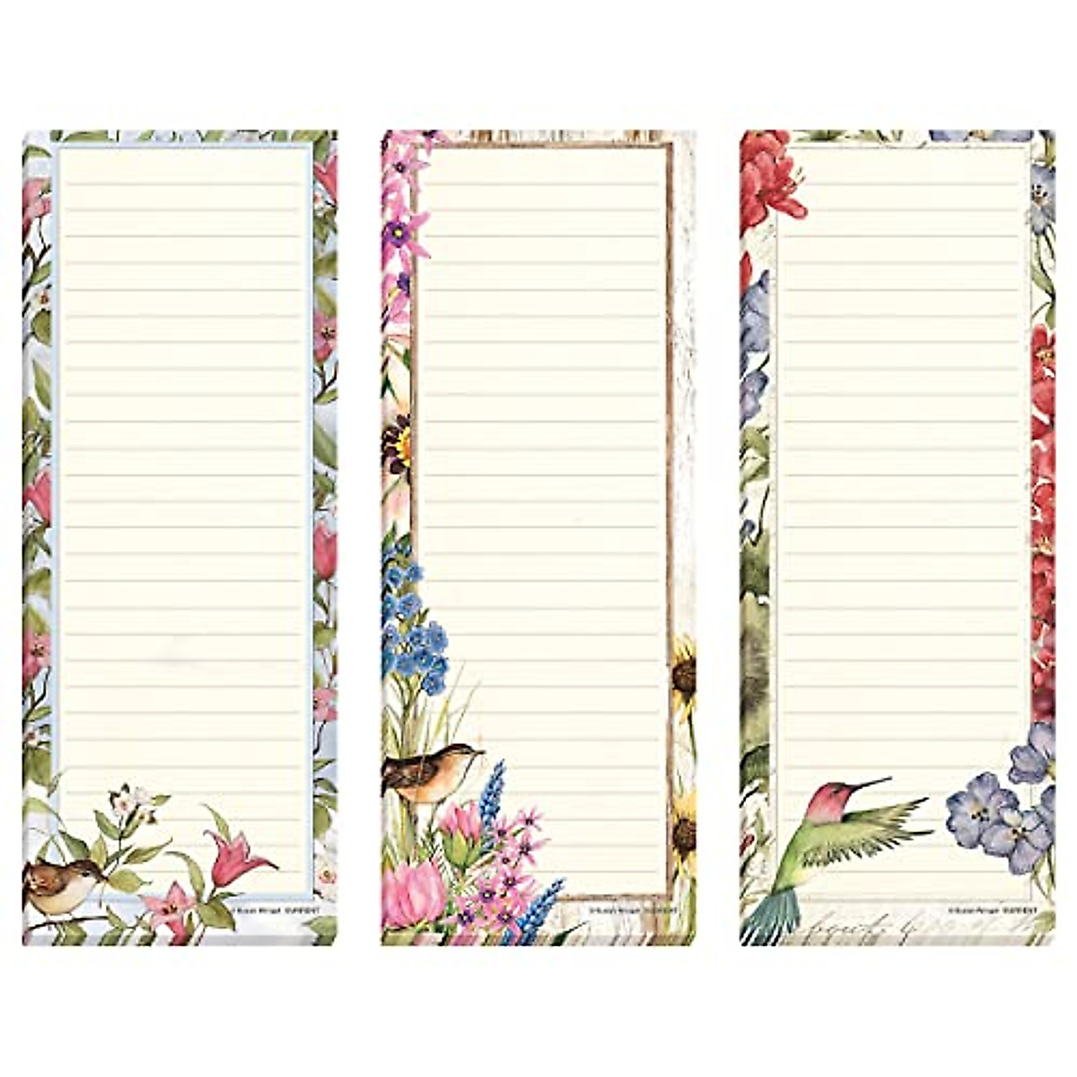 Current Seasonal Birds Magnetic Notepad Set – Set of 12 Mini Memo Pads, 12 Designs, 30-Sheet Pads, 2½ x 6½ Inches, Shopping List, To-Do Notes, Printed in The USA