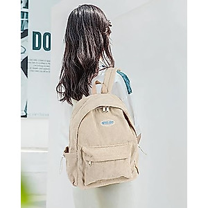Felite Fnn Women Large Striped Corduroy Backpack Casual Multipurpose Daypack Travel Rucksack