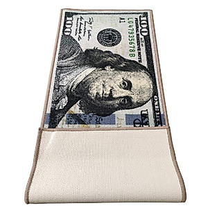 HUAHOO Money Rugs 100 Dollar Bill Runner Area Rug for Living Room Kitchen Rug Laundry Runner Rug Bedroom Bathroom Mat (22" x 53")