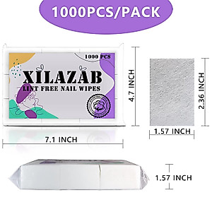 XILAZAB 1000 PCS Disposable Lint Free Nail Wipes，Premium Lint Free Cotton Pads Square,Cosmetic Cleansing Pads Soft and Thin, Nail Polish Remover Pads
