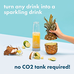 Spärkel Beverage System (White) + 2 Pack Bottles - Sparkling Water and Soda Maker - A New Way of Sparkling - Use Fresh & Natural Ingredients - No CO2 Tank Needed