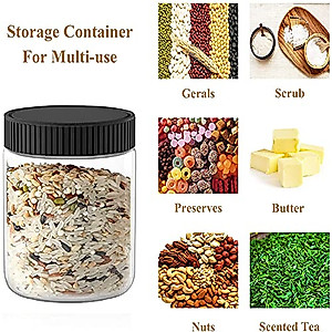 8 Oz Clear Plastic Jars with Black Lids Refillable Kitchen Storage Containers for Dry Food, Coffee, Nuts and More, 3 Pack