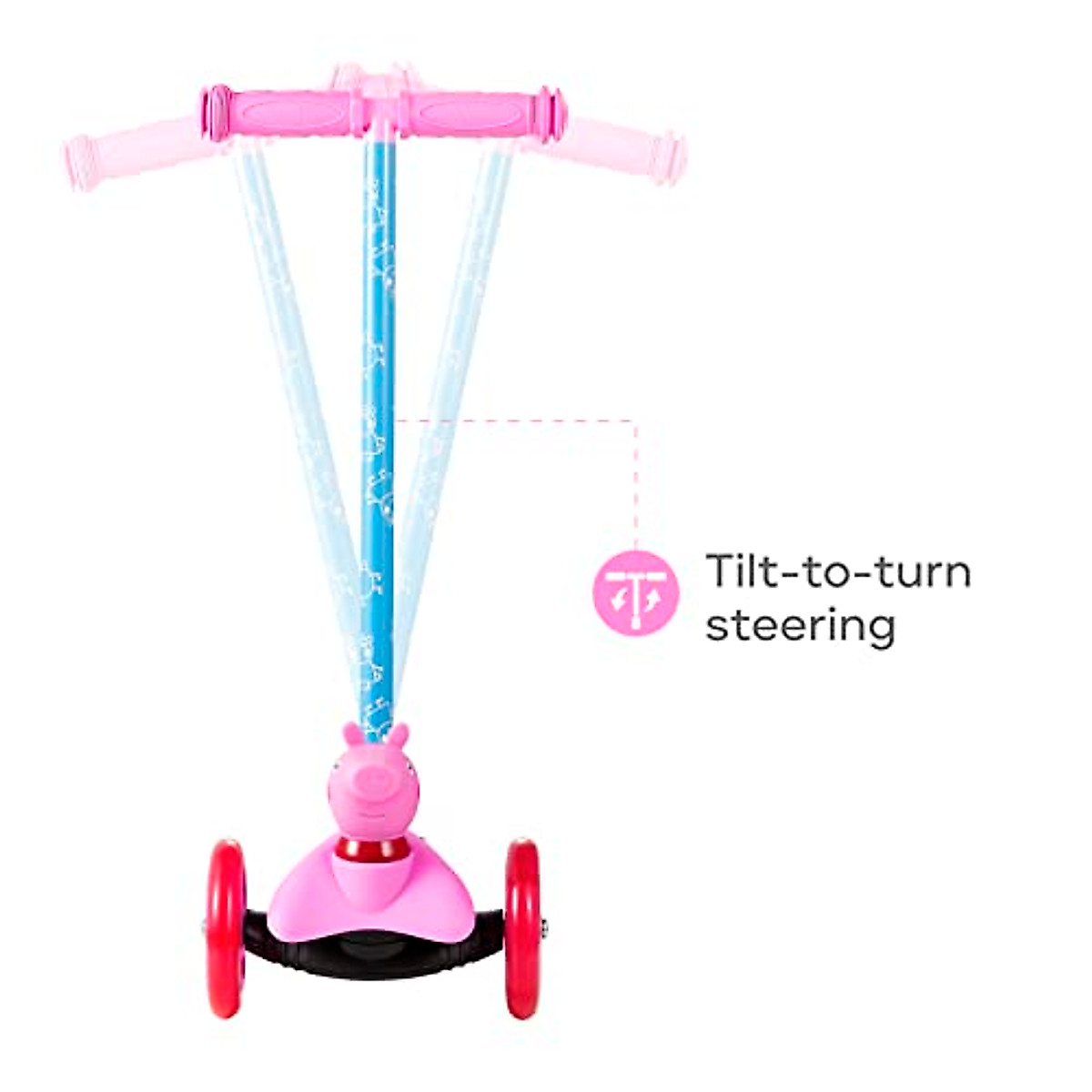 Sakar Self Balancing Toddler Scooter with Light-Up Wheels - Extra Wide Deck, 3 Wheel Platform, Foot Activated Brake, 75 Lbs Limit, Scooter for Kids Ages 3-5