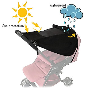 Pram Sunshade Sun Cover, Sun Shade Stroller for Baby, Universal Waterproof Stroller Sunshade Cover Anti-UV with Viewing Window for Stroller(Black)
