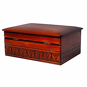 Artisan Owl Polish Heritage Handmade Extra-Large Elegant Slightly Rounded 10 1/2" Wooden Box with Lock and Key for Keepsakes, Love Letters, Jewelry, and Specialty Items