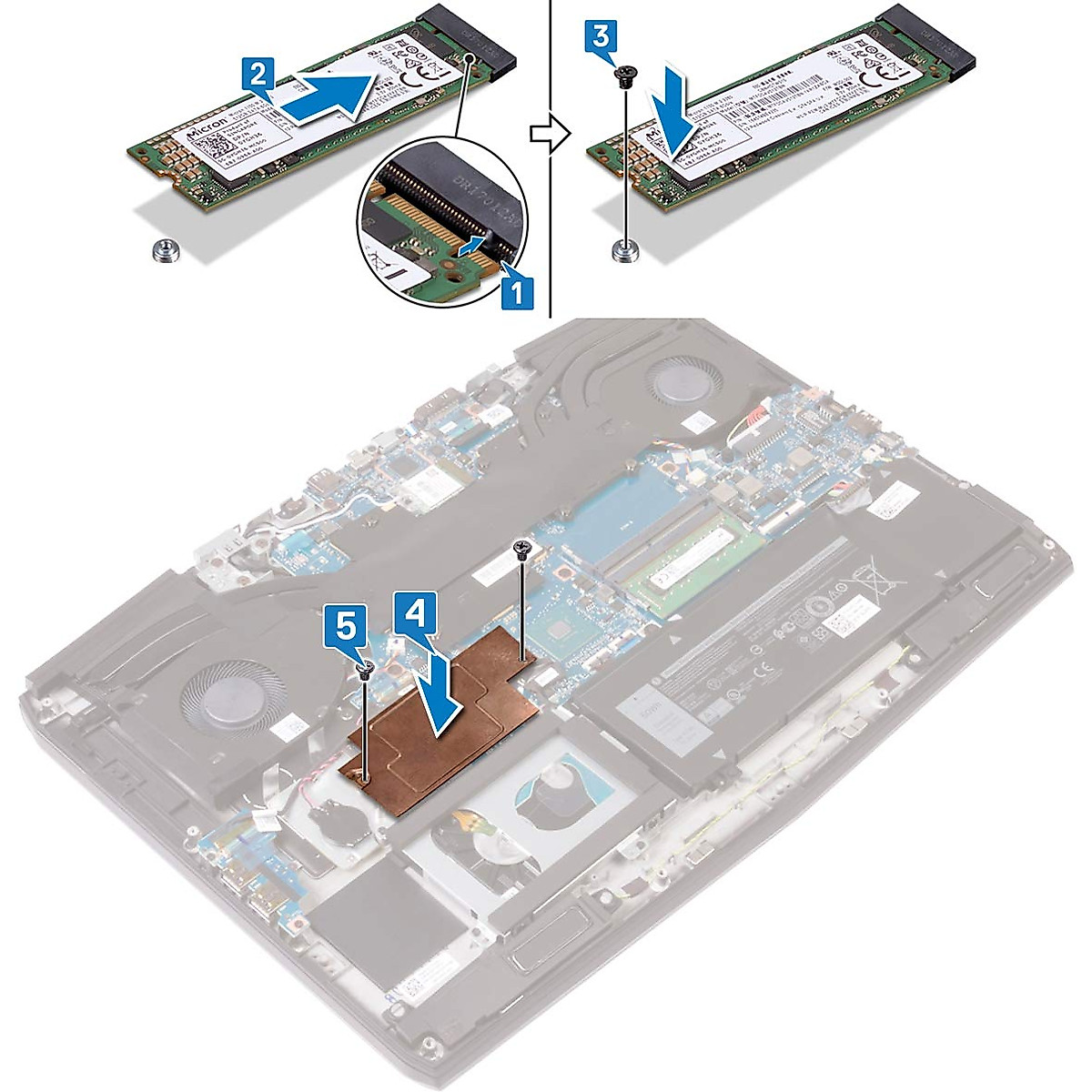 Deal4GO Two Slot 2280 M.2 SSD Heatsink Cover Hard Drive Thermal Shield for Dell Alienware M15 M17 0R46DX R46DX