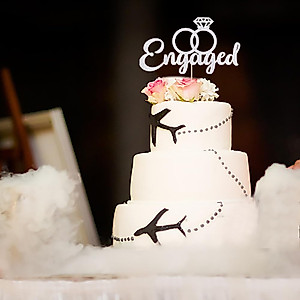 AROKIPPRY Engaged Cake Topper Wedding Cake Toppers, Engagement, Wedding Reception, Wedding Cake Decoration (silver)