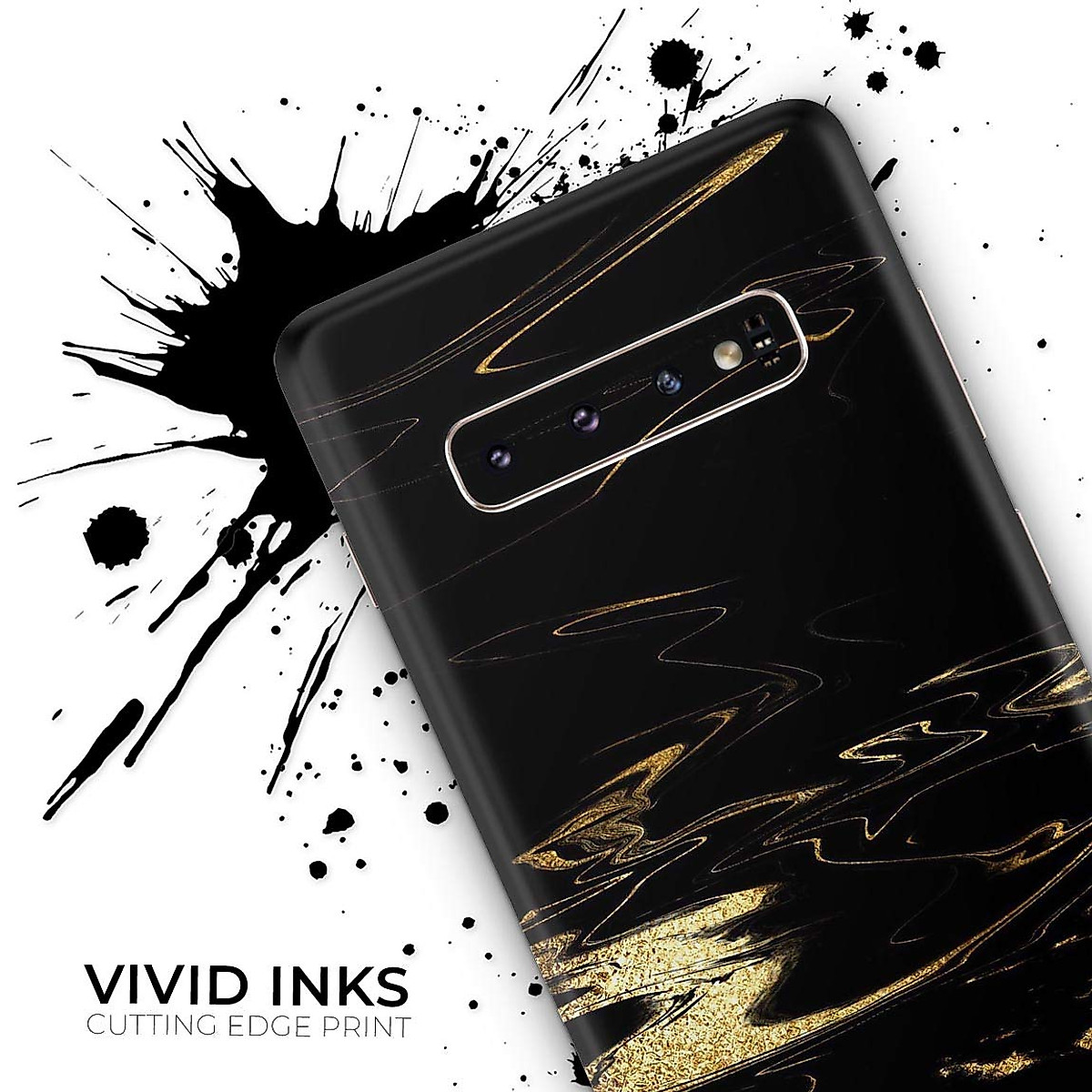 DesignSkinz Black & Gold Marble Swirl V9 Protective Vinyl Decal Wrap Skin Cover Compatible with The Samsung Galaxy S20 (Screen Trim & Back Glass Skin)
