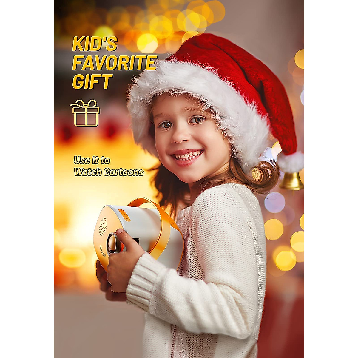 Mini Projector,GooDee Portable Projector for iPhone, 1080p Supported Movie Projector, 2500lux Small Home Video LED Pico Pocket Phone Projector for Bedroom Laptop HD USB AV Interfaces