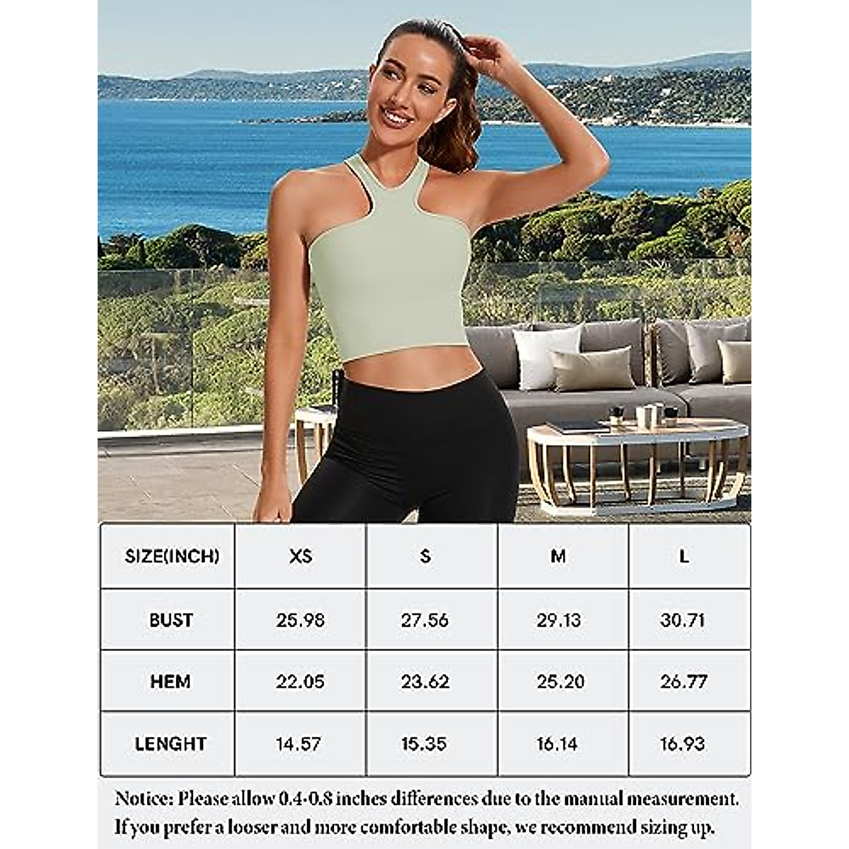 Wirefree Sports Bras for Women Longline Padded Racerback Yoga Bra Sleeveless Crop Tank Top with Built in Shelf Bra