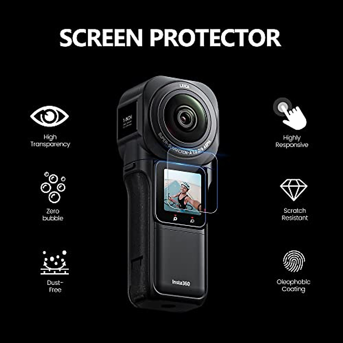 Tomat Camera Carrying Case+Tempered Glass Screen Protector for Insta360 ONE RS Camera