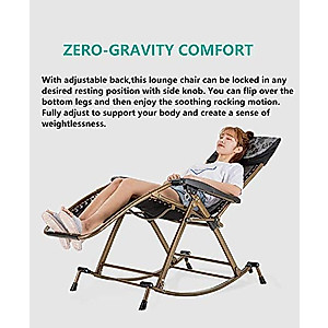 Lounge Chair, Sun Lounger Garden Chairs Zero Patio Chairs Reclining for Heavy People Folding Sun Lounger Outdoor Beach Camping Portable Chair Home Lounge Chair with Bamboo Pad (Color, Black),Brow (Si
