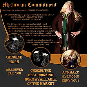 Mythrojan Black Viking Horn Ale Mug, Medieval Knight Renaissance Mead Ale Larp Cosplay Horn Tankard Set of 2