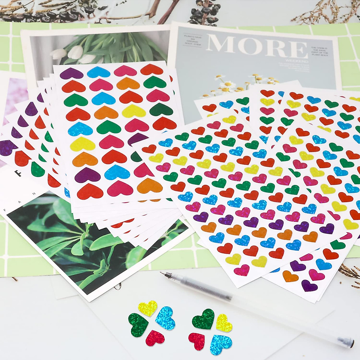 HONBAY 3 Rolls of Colorful Cute Cartoon Eye Nose Mouth Decal Stickers Label for Coloring Book, Notebook, Bottles, Laptops, etc