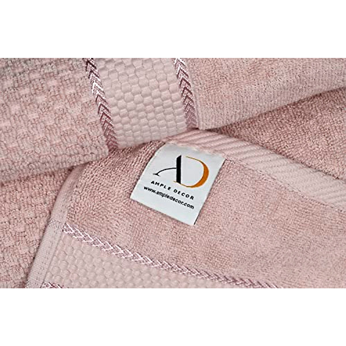 Ample Decor 100% Cotton 6 Pcs Bath Towel Set, Luxury Bath Towels for Bathroom - 2 Bath Towels, 2 Hand Towels, 2 Washcloths - Soft Pink