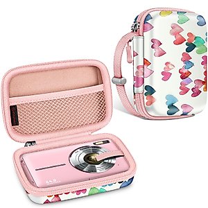 Fintie Digital Camera Case Compatible with Kodak Pixpro FZ55/ FZ45/ FZ53/ FZ43/ WPZ2, Canon PowerShot ELPH 360/ Lecran/CAMKORY, Small Cameras Carrying Bag, Raining Hearts