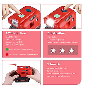 Power Inverter for Milwaukee 18V M18 Battery, 150Watt Newly Portable Inverter Generator with 5.9" USB Cable, DC 18V to AC 110~120V, Modified Sine Wave Power Inverter with Dual USB & LED Light
