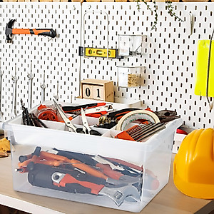 Leinuosen 32 QT Plastic Storage Box with Removable Tray Craft Organizer and Storage Clear Bins with Lids Art Supply Container for Kids Organizing Building Bricks Toys Bead Tool Sewing (Green)